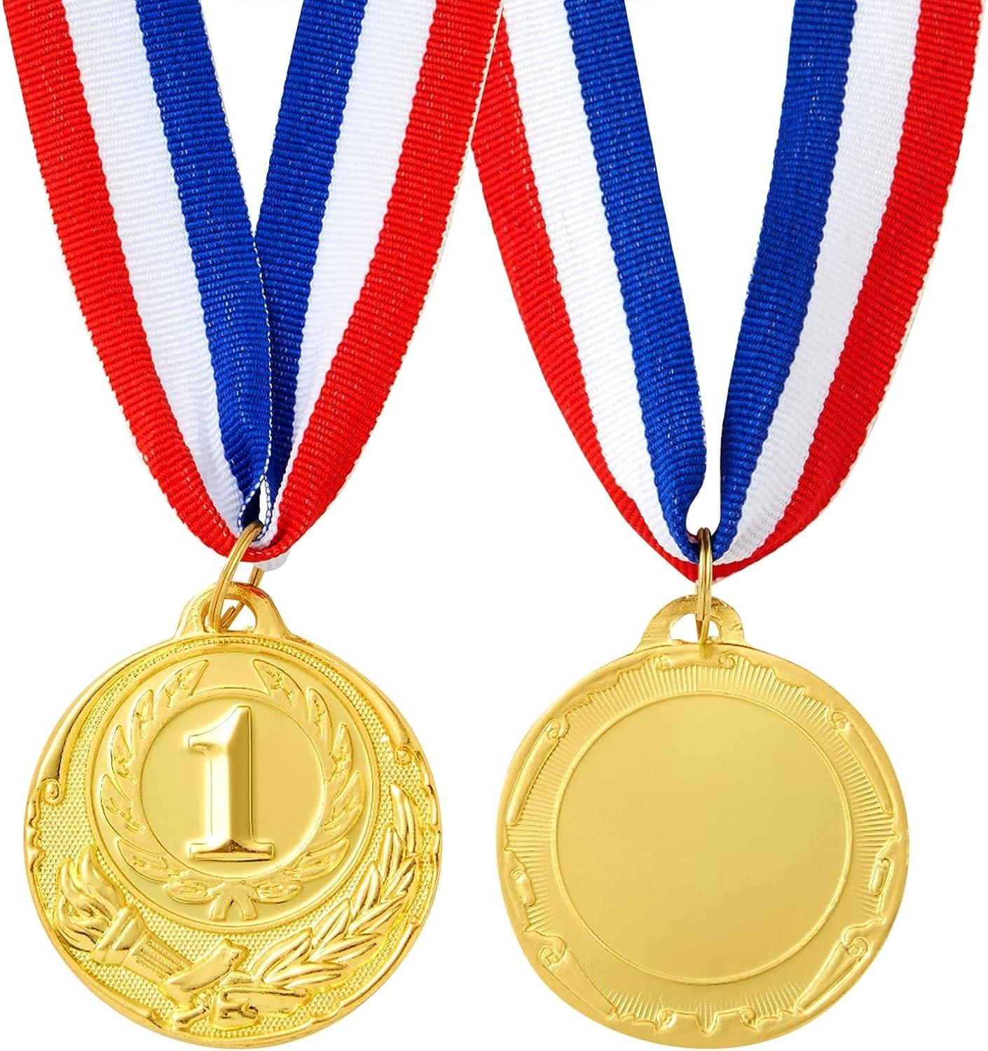 Juvale 6 Pack Gold 1st Place Medals - 15.5-Inch Ribbon for Sports ...