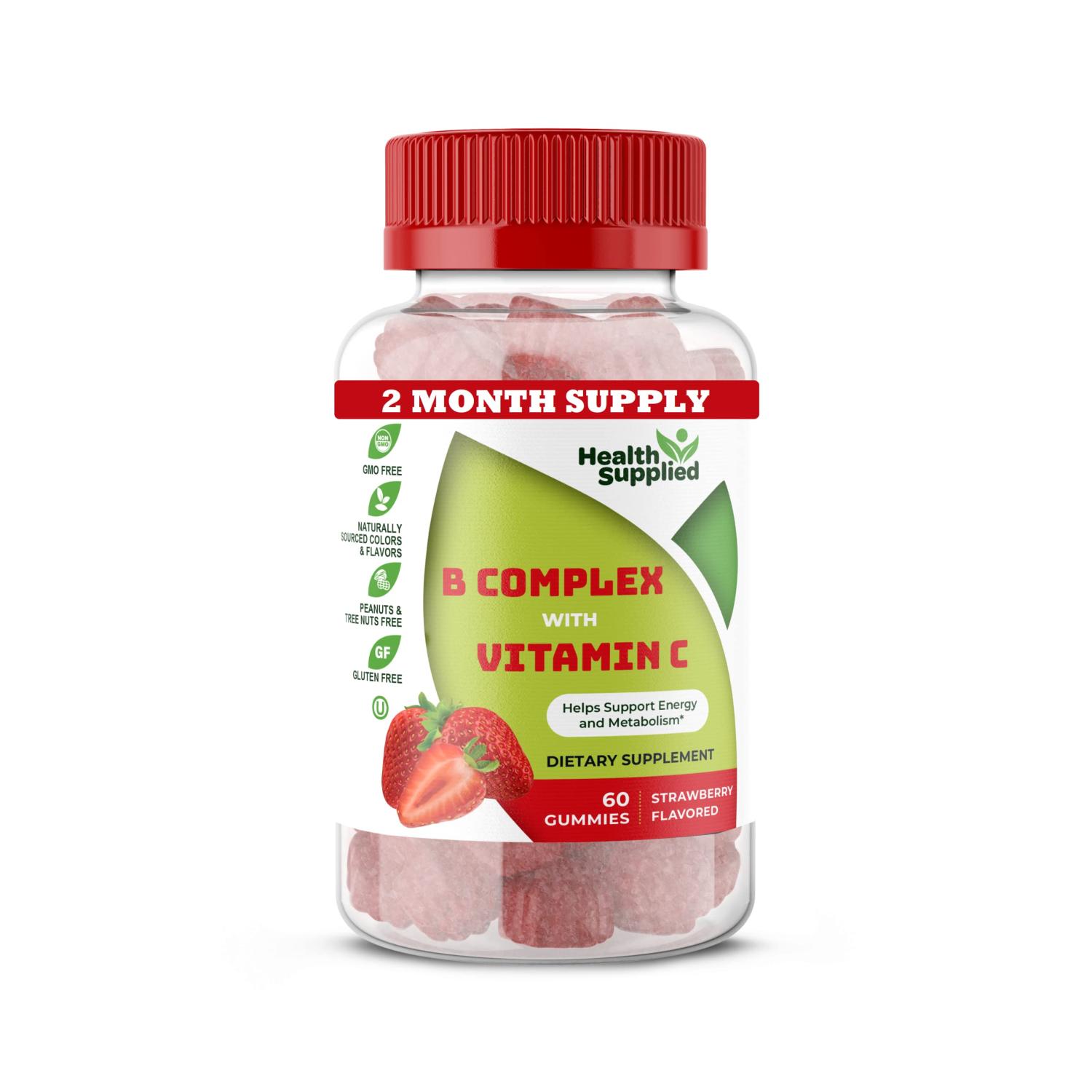 Vitamin B Complex Gummies with Vitamin C, B6, B12, Niacin, Folic Acid ...