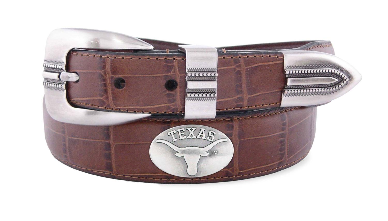 NCAA Texas Longhorns Crocodile Tip Leather Concho Belt Tan 38 by ...