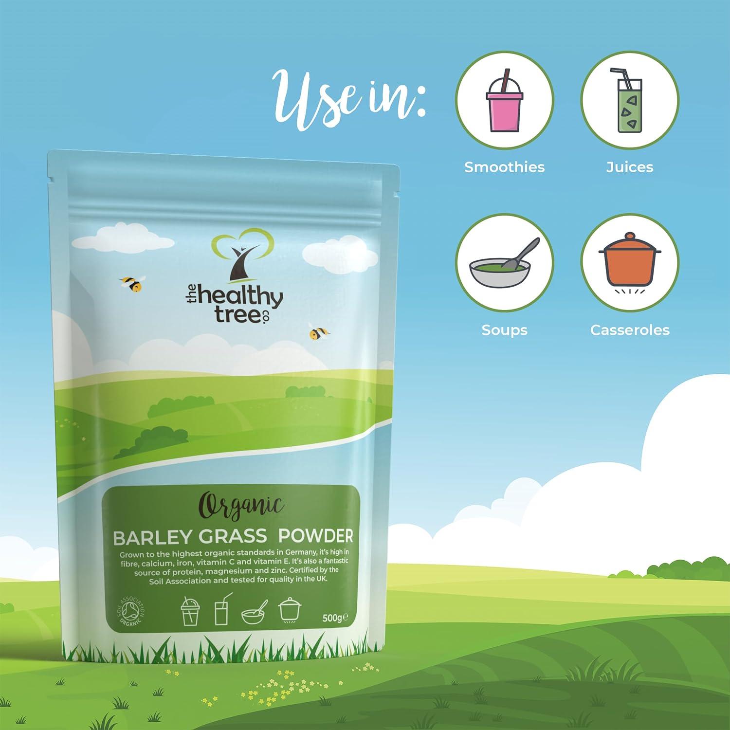 Organic Barley Grass Powder 500g - High in Calcium, Fibre, Iron, and ...