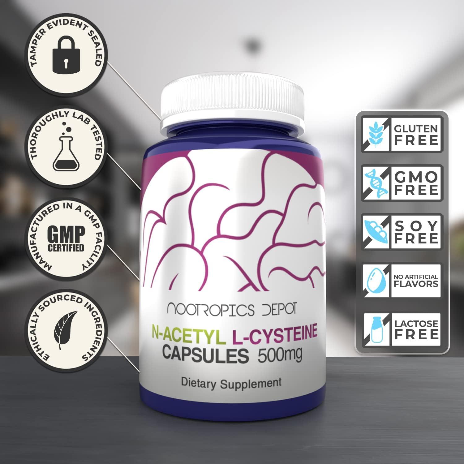 Nootropics Depot N-Acetyl L-Cysteine 500mg Capsules | 180 Count | Liver ...
