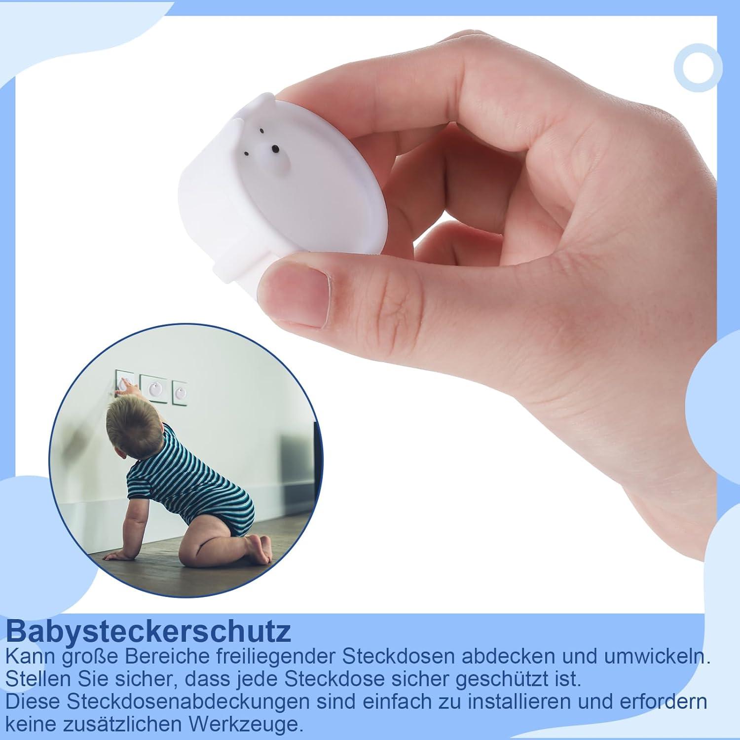 10 Pieces Child Locking Sockets - Cute Bear Pattern Silicone Protection ...