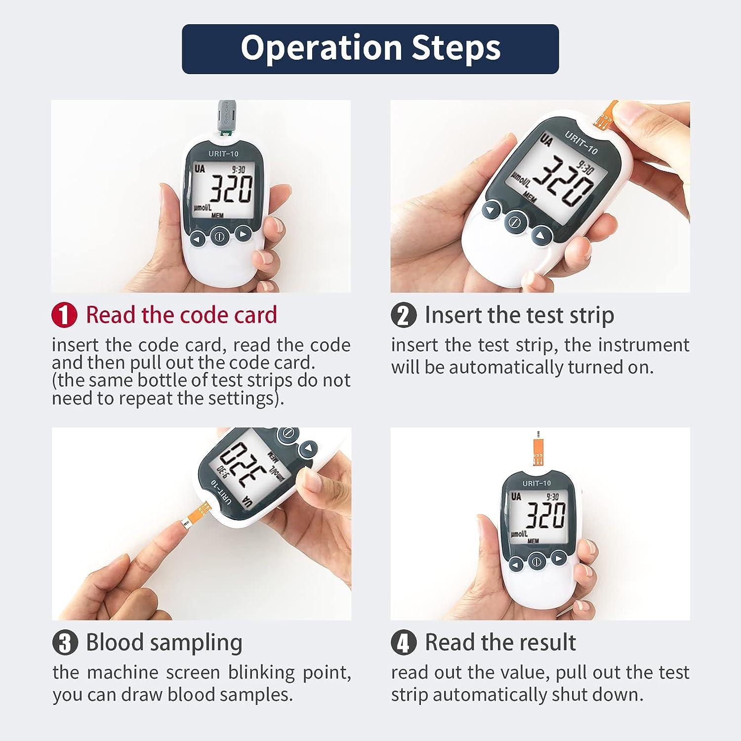 URIT Uric Acid Test Kit - 25 Test Strips with Lancing Device | Home Use ...