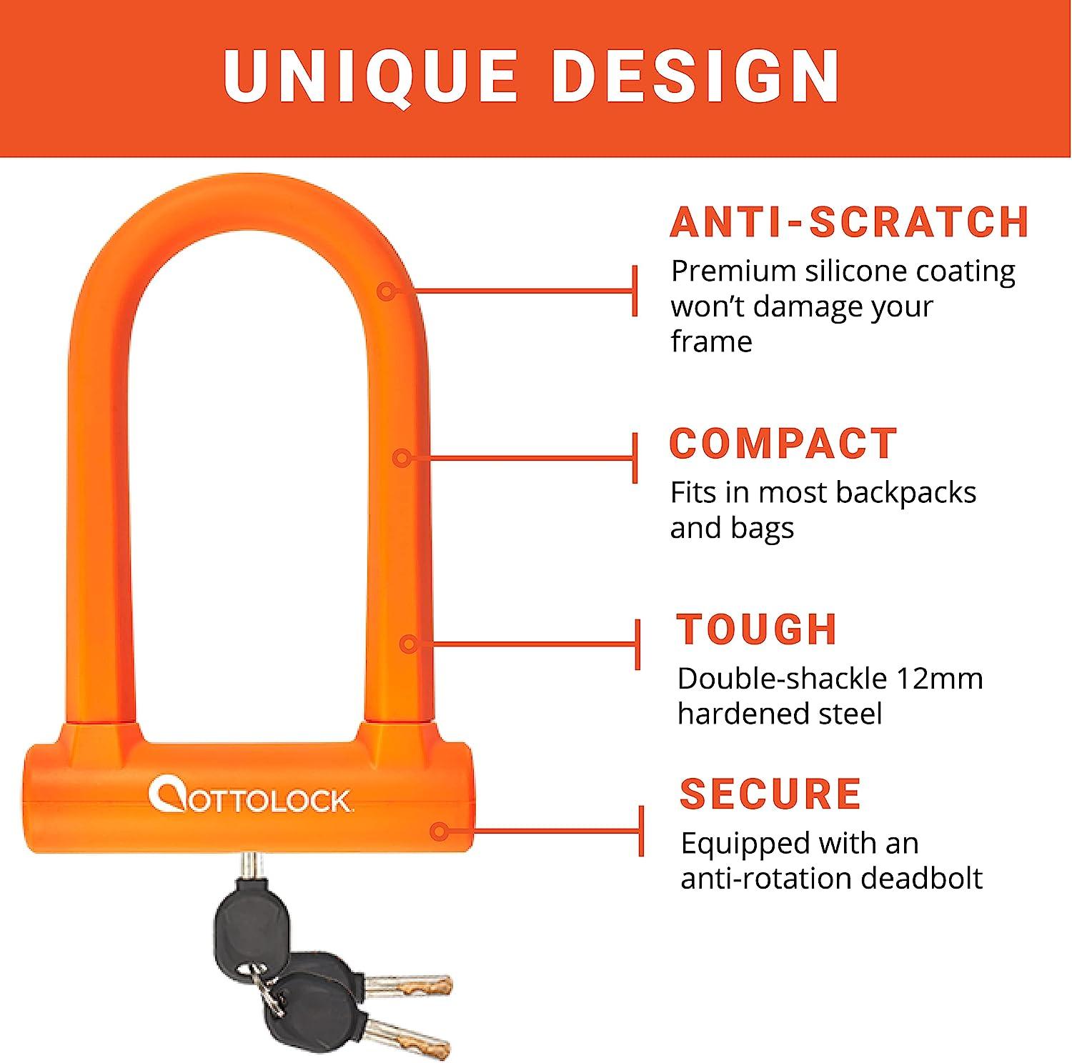 OTTOLOCK Sidekick Compact U-Lock | Lightweight Silicone-Coated Bike ...