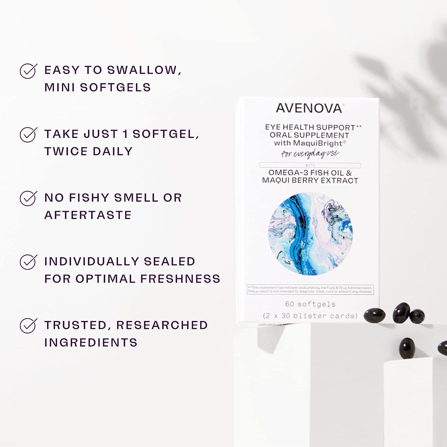 Avenova Eye Health Supplement with MaquiBright & Omega-3 for Dry Eyes ...