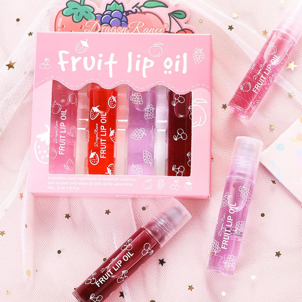 4 Pcs Fruit-Flavored Lip Gloss Set | Moisturizing Plumper Lip Oil ...