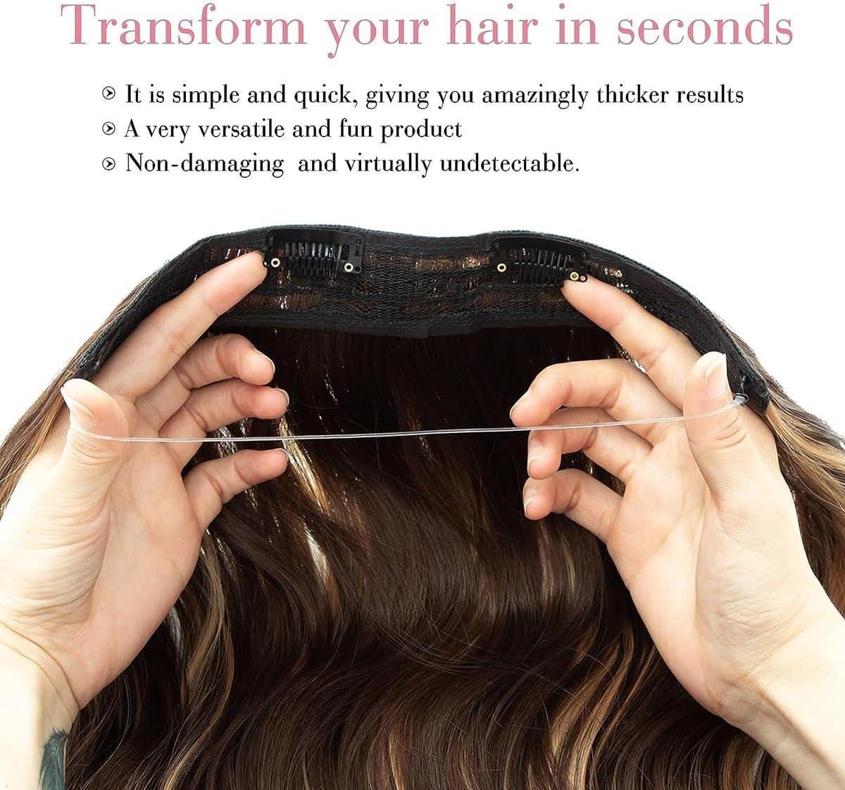 12 Inch Dark Brown Invisible Wire Synthetic Hair Extension for Women ...