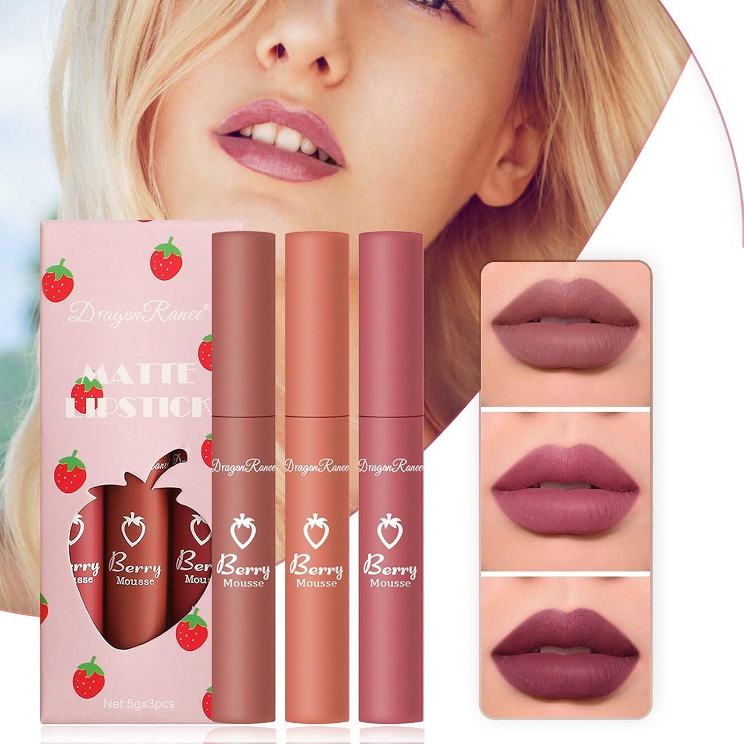 Waterproof Matt Liquid Lipstick Set - Moisturizing & Long-lasting - 3 ...