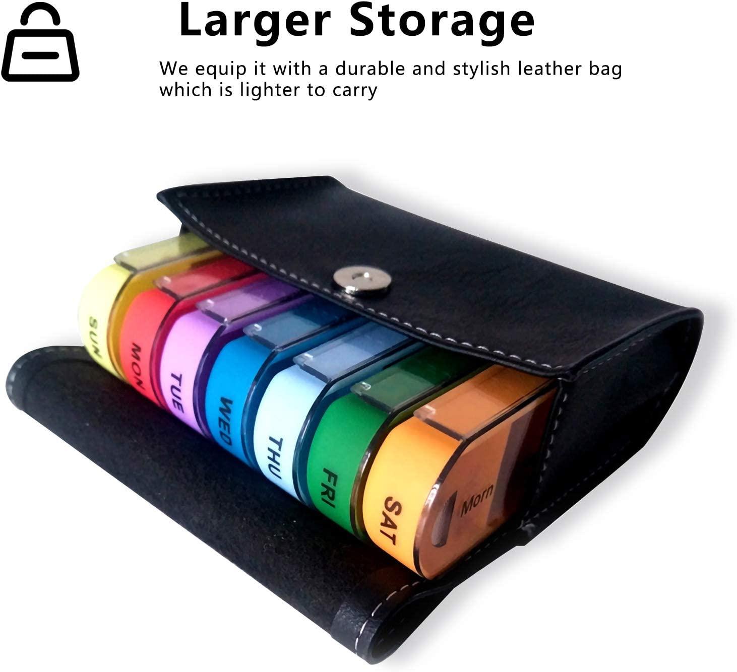 RZJZGZ Daily Pill Organizer with 7 Day Box and Medication Reminder ...