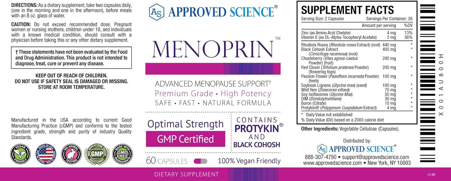 Approved Science Menoprin Menopause Support - Protykin Black Cohosh ...