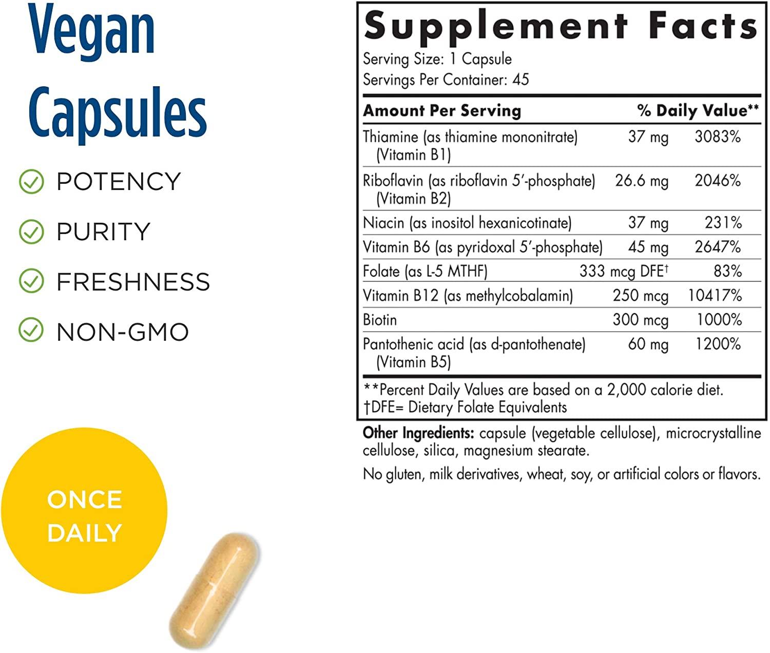 Nordic Naturals Vitamin B Complex - 45 Capsules for Heart & Brain ...