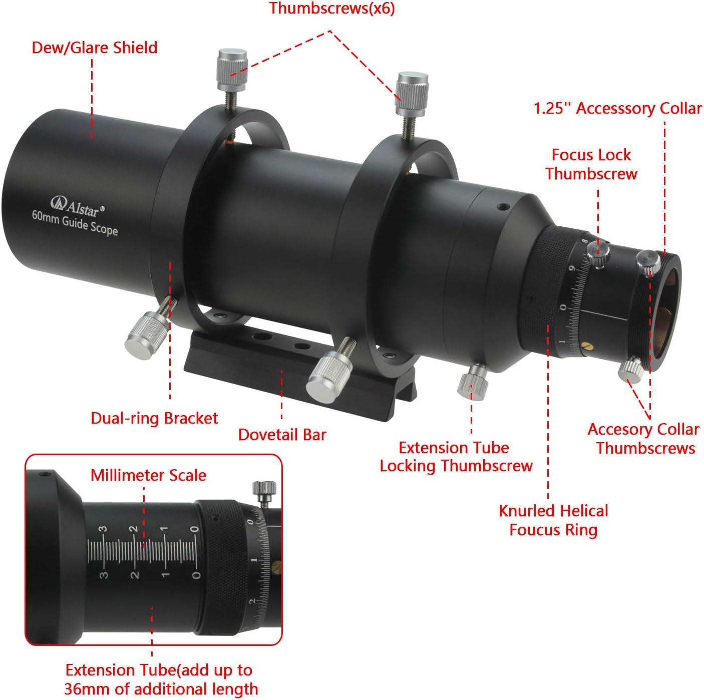 Alstar 60mm Deluxe Finder & Guidescope Kit with 1.25 Double Helical ...