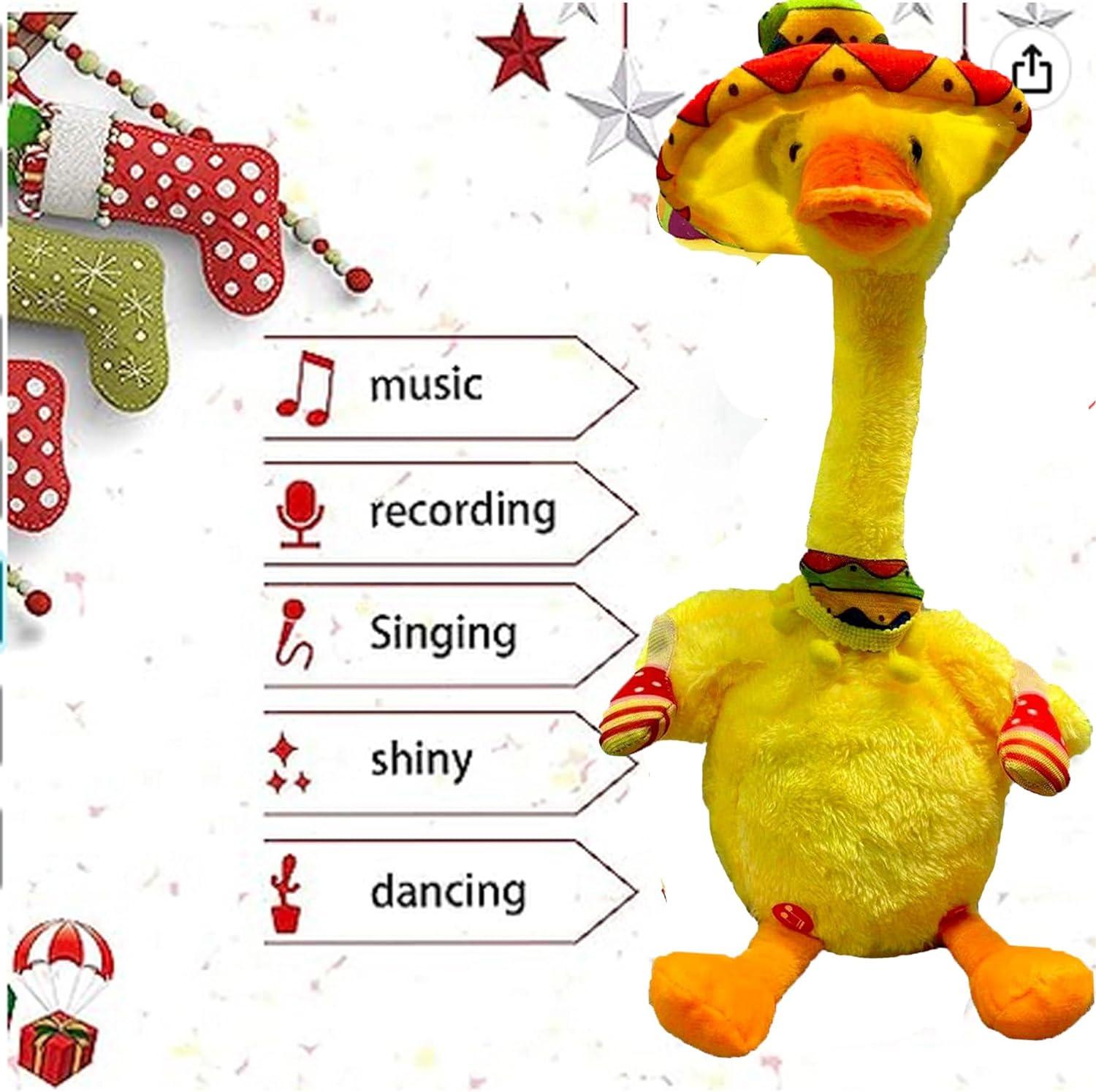 Dancing Duck Toy - Interactive Singing Plush, Repeats & Dances, USB ...