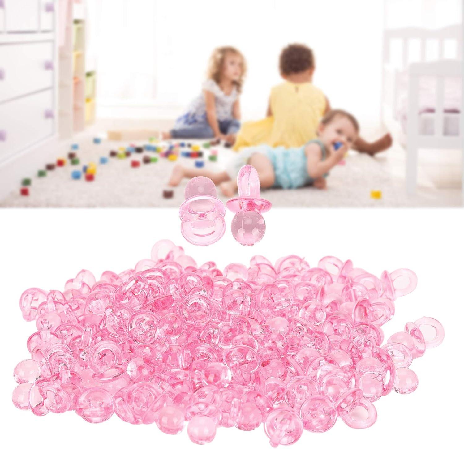 200 Mini Acrylic Baby Pacifiers - Pink Baby Shower Confetti Decorations ...