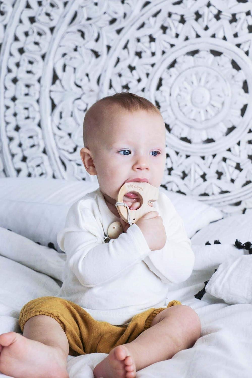 Organic Baby Wooden Teething Toys 4pk - Sea Animal Teether Set with ...