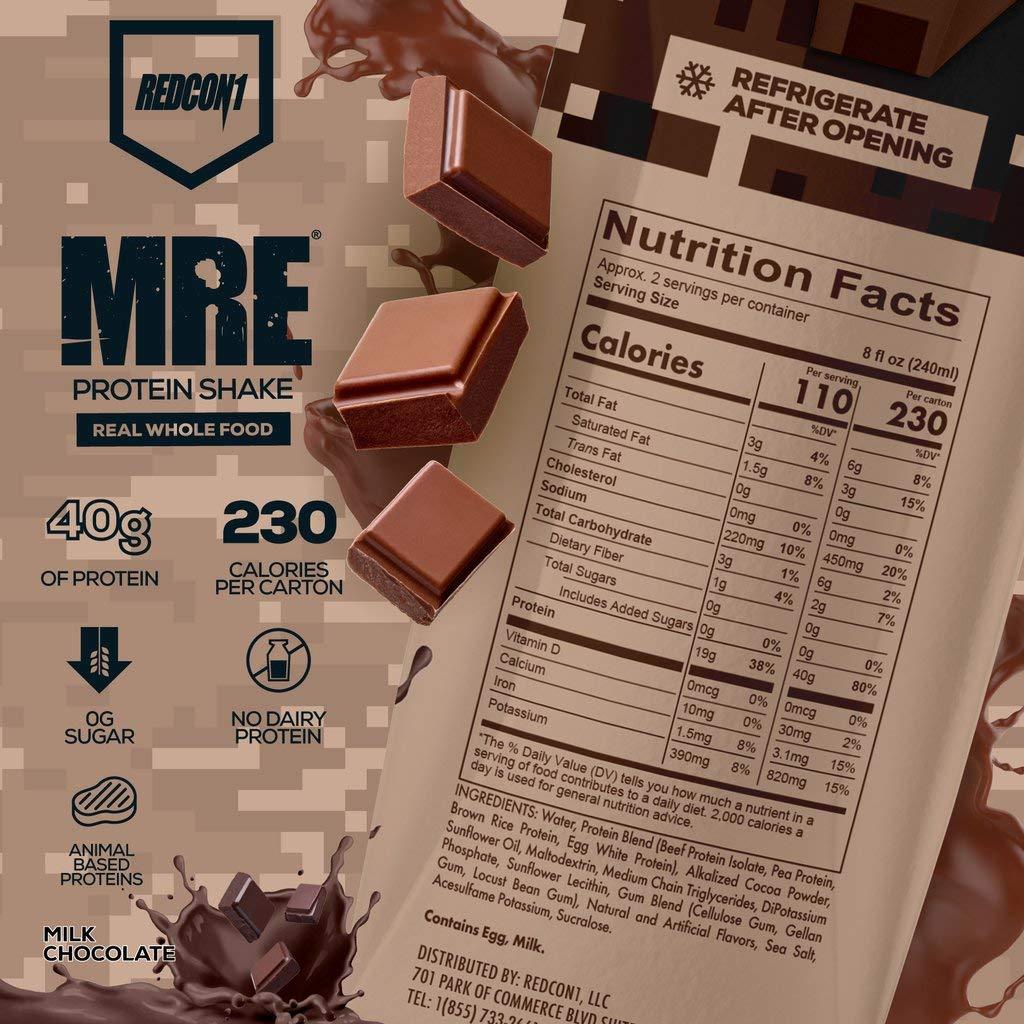 Redcon1 MRE Ready to Drink Protein Shake Milk Chocolate - Case of 12 ...