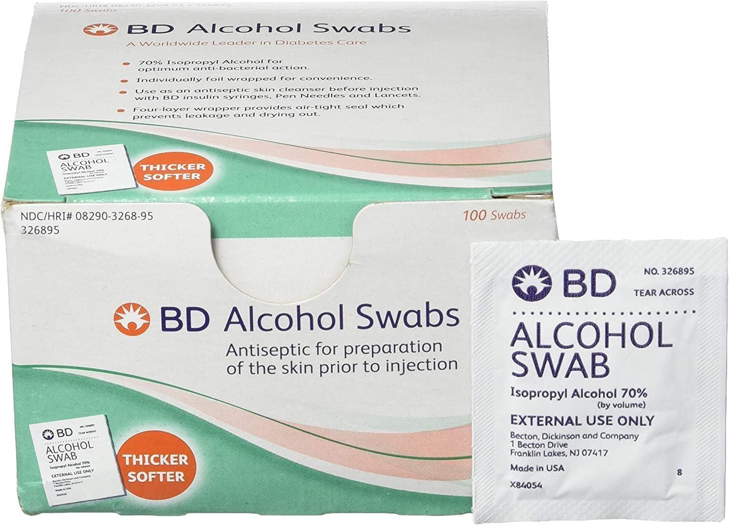 BD Alcohol Swabs 100each (Pack of 2)