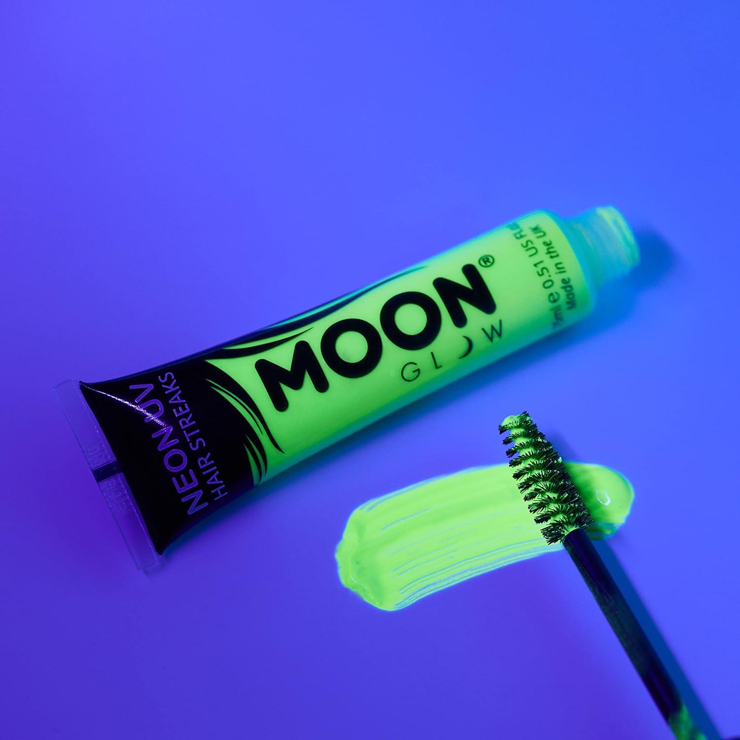 Moon Glow Neon UV Hair Color Streaks 15ml - Set of 5 | Temporary Hair ...