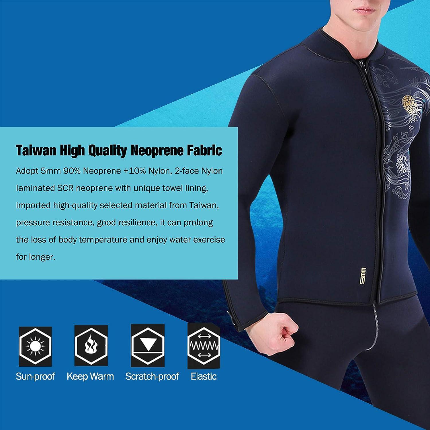 Dizokizo 5mm Neoprene Wetsuit Top | Long Sleeve Wetsuit Jacket for Men ...