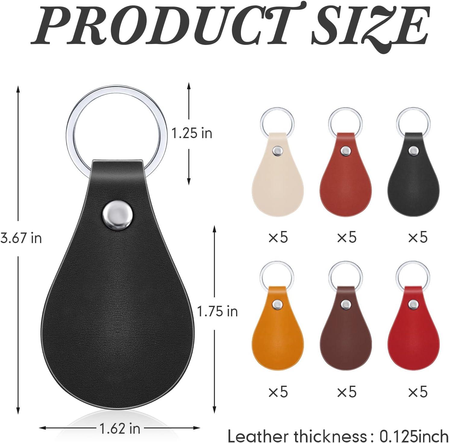 30 Pcs DIY Leather Key Fob Kit with Rivets & Rings for Engraving ...