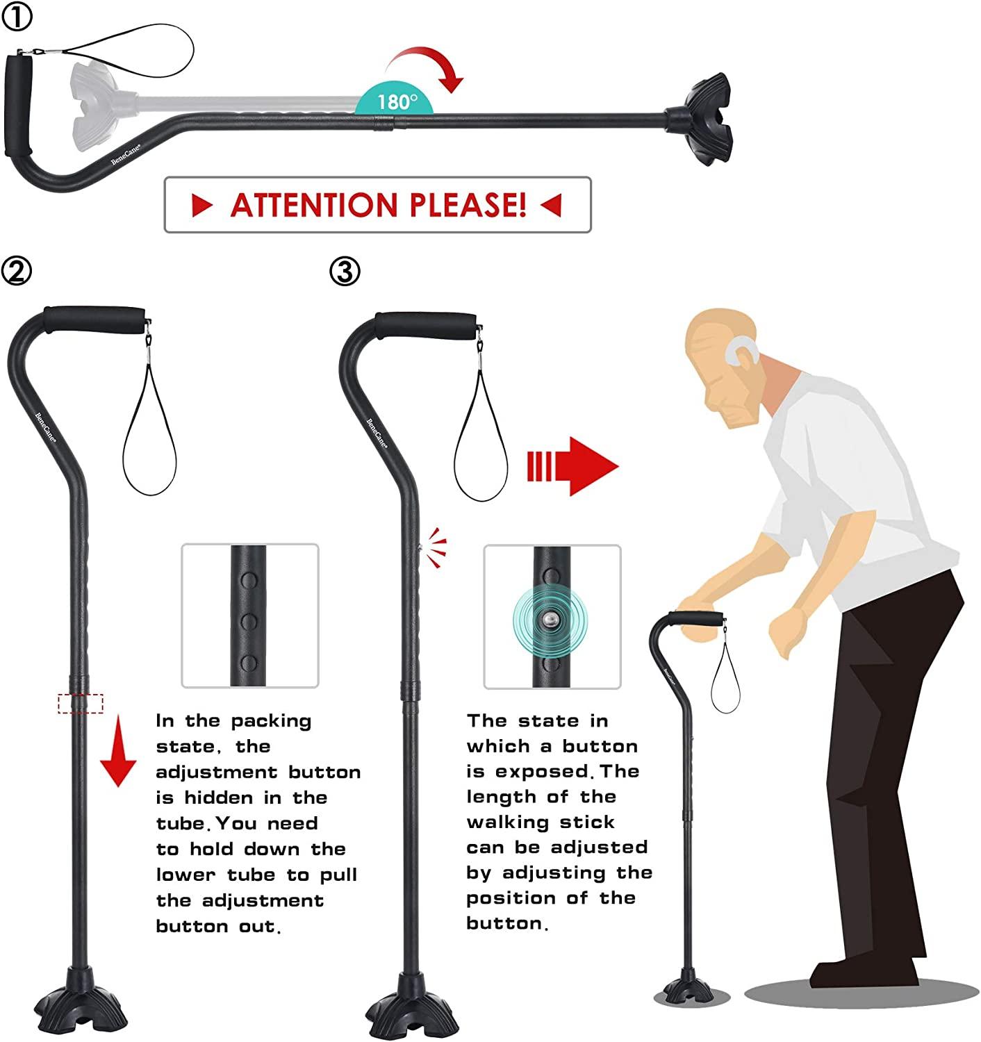 BeneCane Adjustable Walking Cane with Offset Handle - Lightweight ...