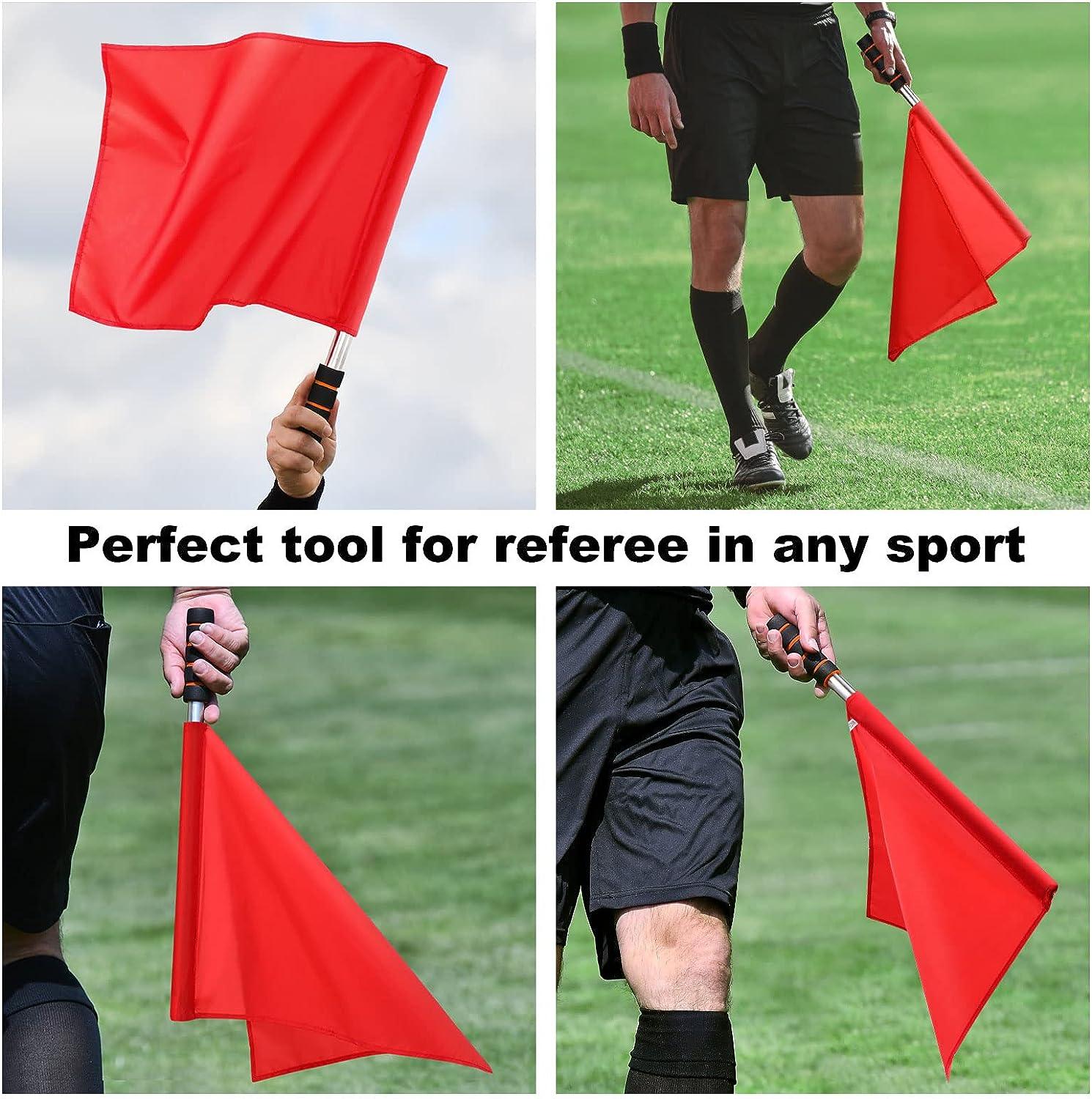 SEWACC 4pcs Stainless Steel Referee Flags - Red Hand Flags for Soccer & Volleyball Matches | Buy ...