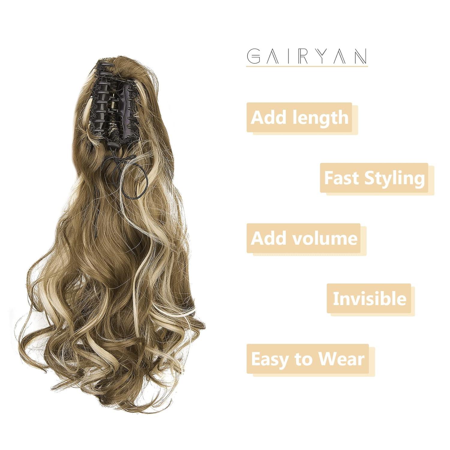 Gairyan 45cm Claw Ponytail Extensions - Curly Wavy Clip-In Hair ...