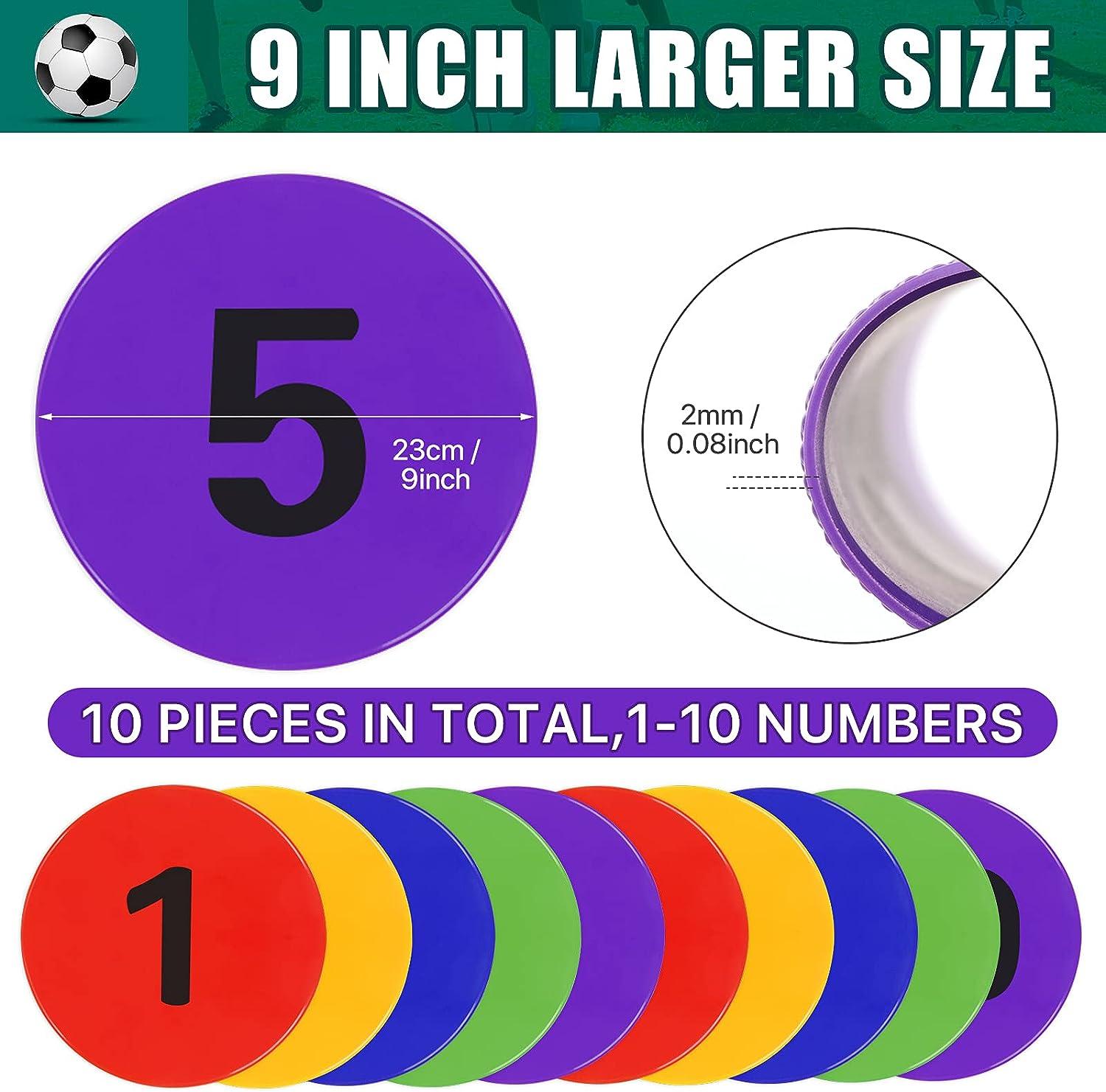 9 Numbered Spot Markers - Non-slip Poly Spots for Sports & Activities ...