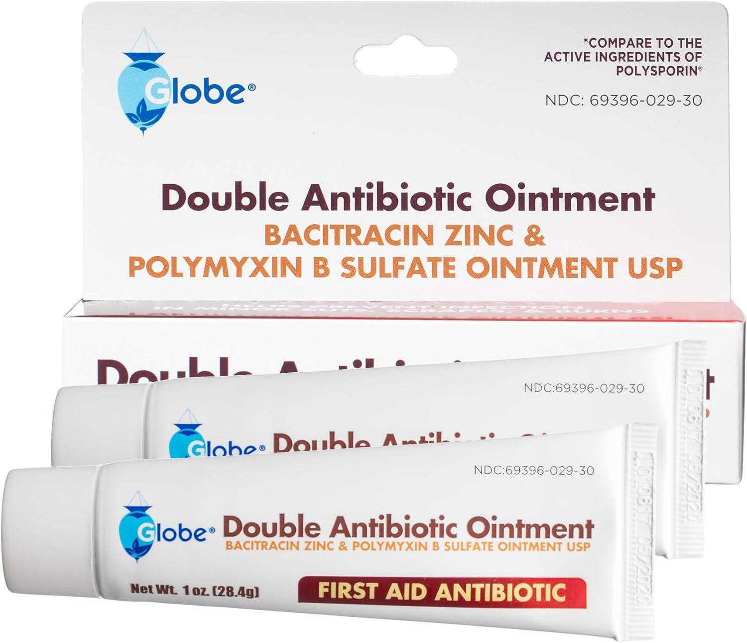 Globe First Aid Antibiotic Ointment (1oz) 2-Pack - Bacitracin Zinc ...