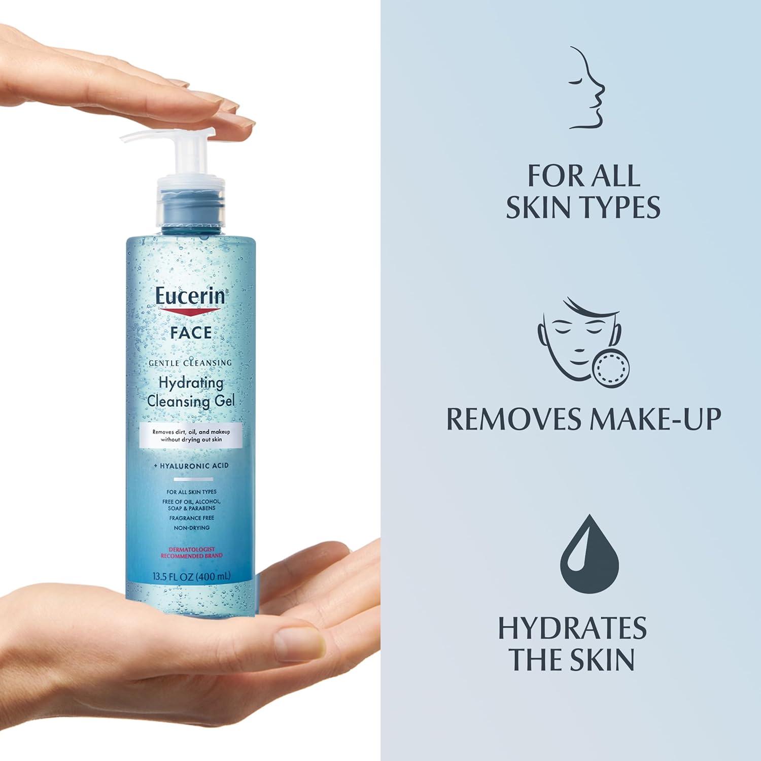 Eucerin Hydrating Cleansing Gel with Hyaluronic Acid 13.5 Fl Oz - Daily ...