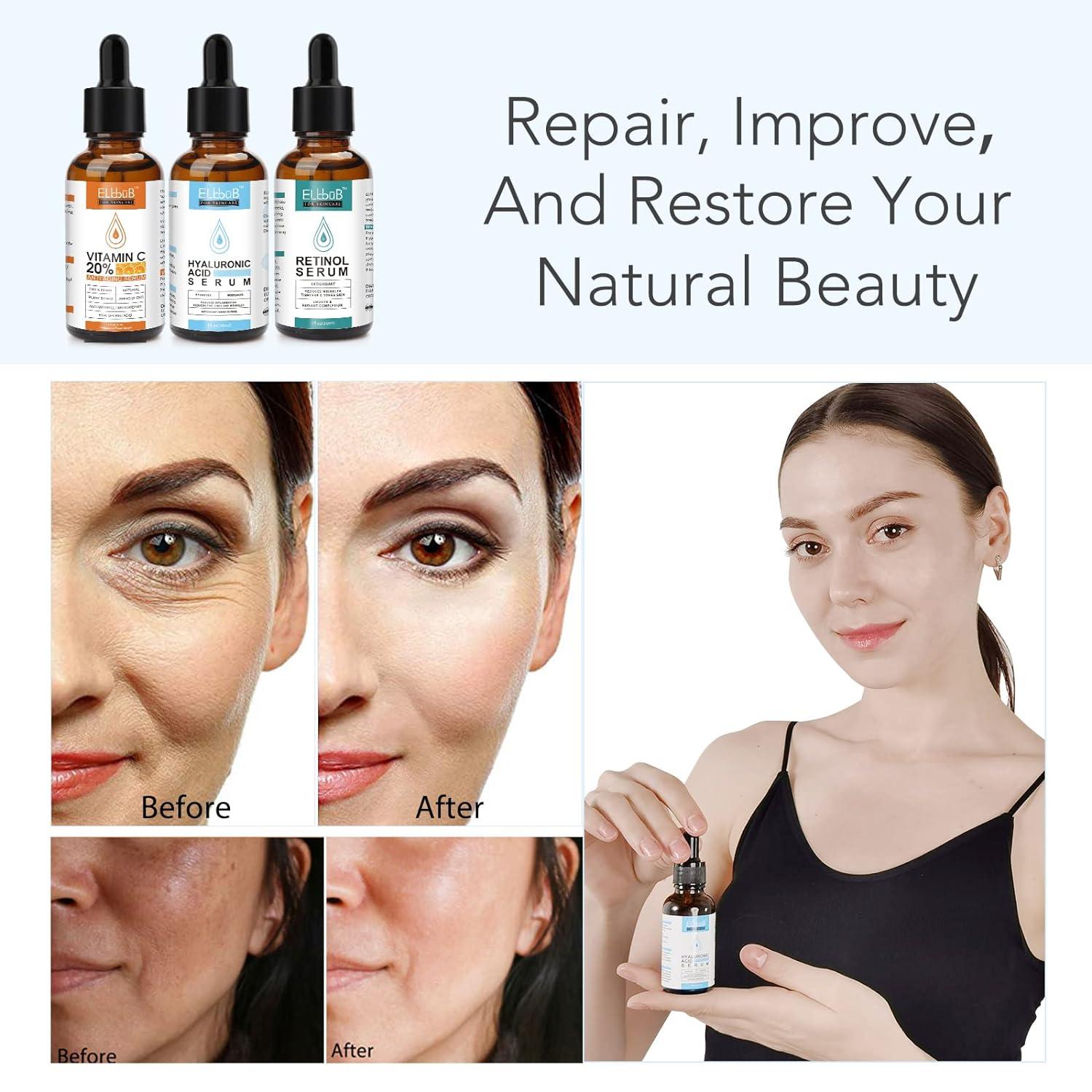 Age Defying Serum 3 Pack - Vitamin C, Retinol, Hyaluronic Acid - Anti ...