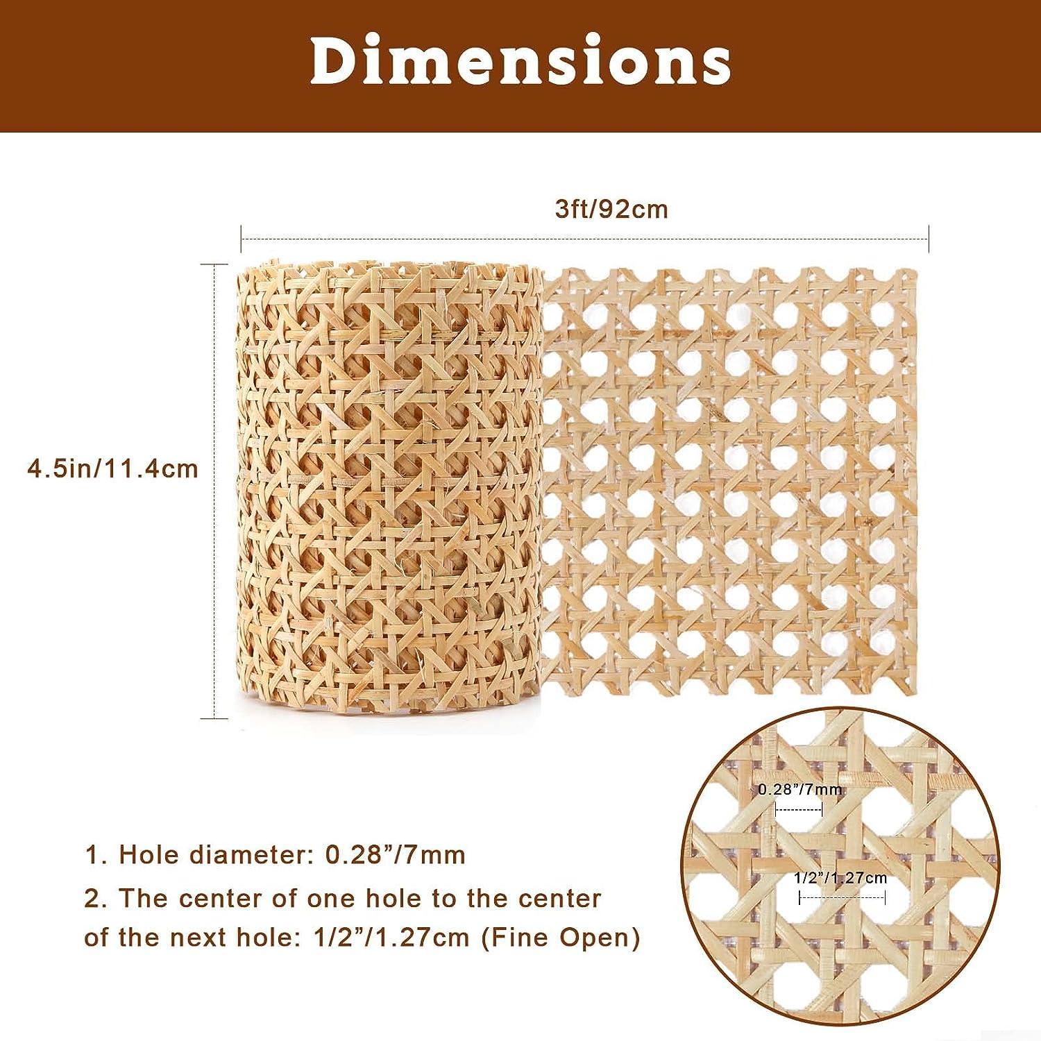 Pllieay 4.5 Width Natural Rattan Cane Webbing Roll Pre-Woven Wicker ...