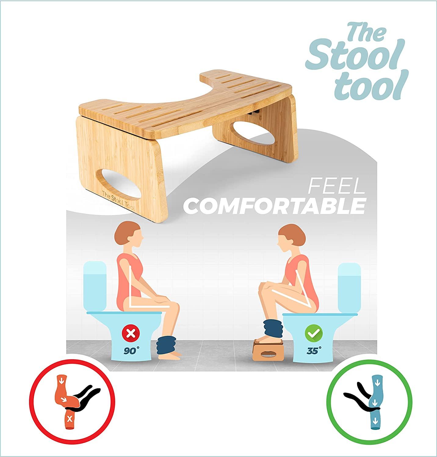 Modern Foldable Bamboo Toilet Stool for Adults & Kids | Non-Slip ...
