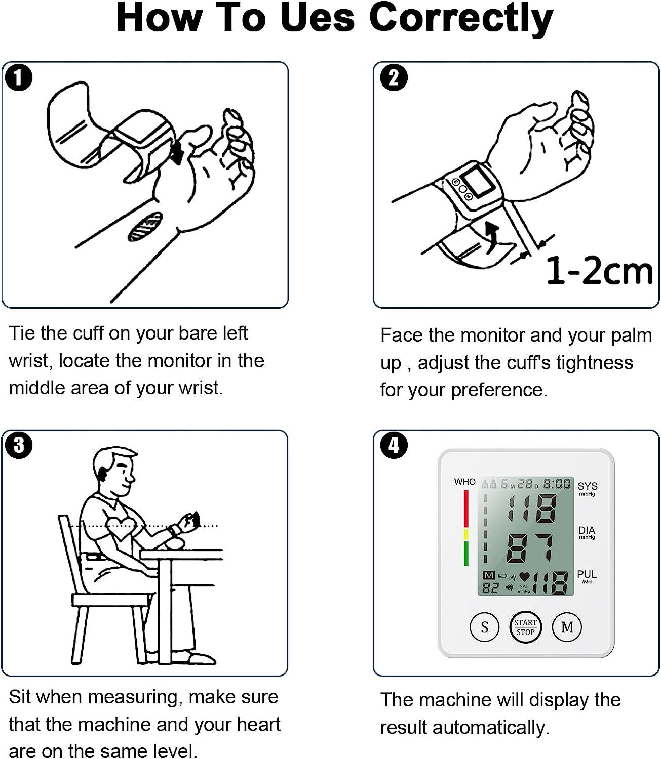 Rechargeable Wrist Blood Pressure Monitor Home Use Bp Cuff Machine