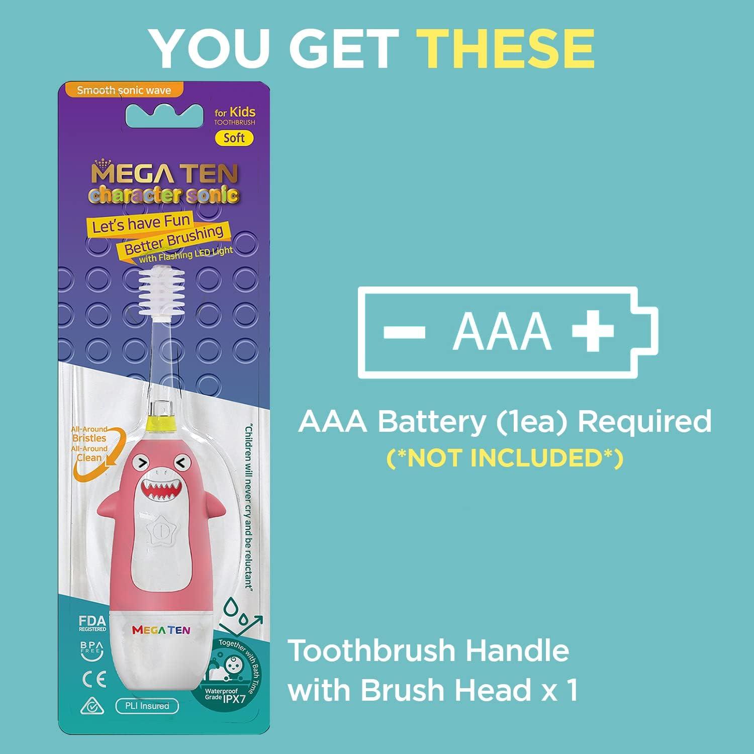 MEGA TEN 360-Degree Kids Electric Toothbrush with LED Light | Soft ...