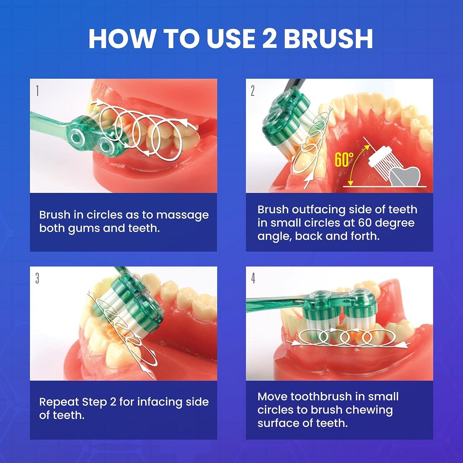 Efons Non-Electric Spin Toothbrush - 360 Rotation, 2 Brush Heads, Soft ...