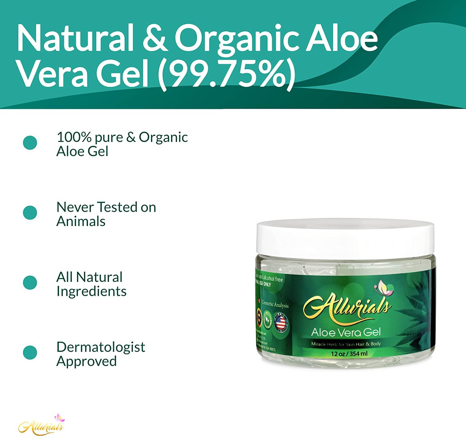 Organic Aloe Vera Gel 12 Oz - Clinically Tested & Dermatologist ...