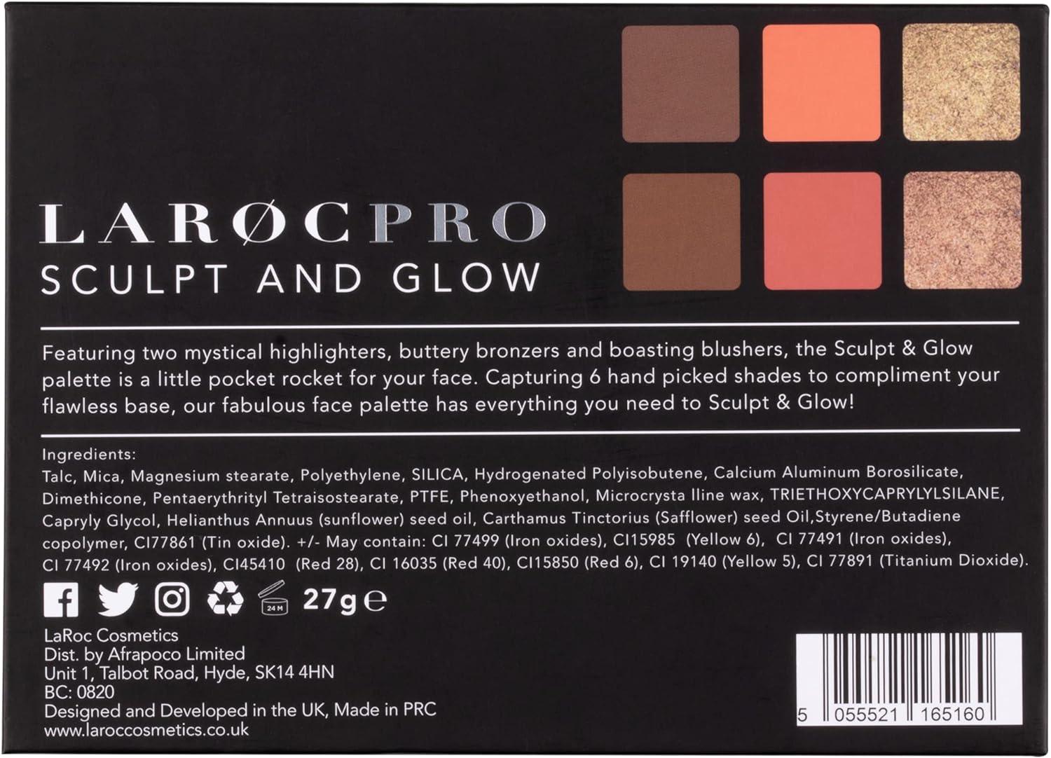 LaRoc Pro Sculpt & Glow 6 Shade Highlighter, Bronzer, and Blusher ...
