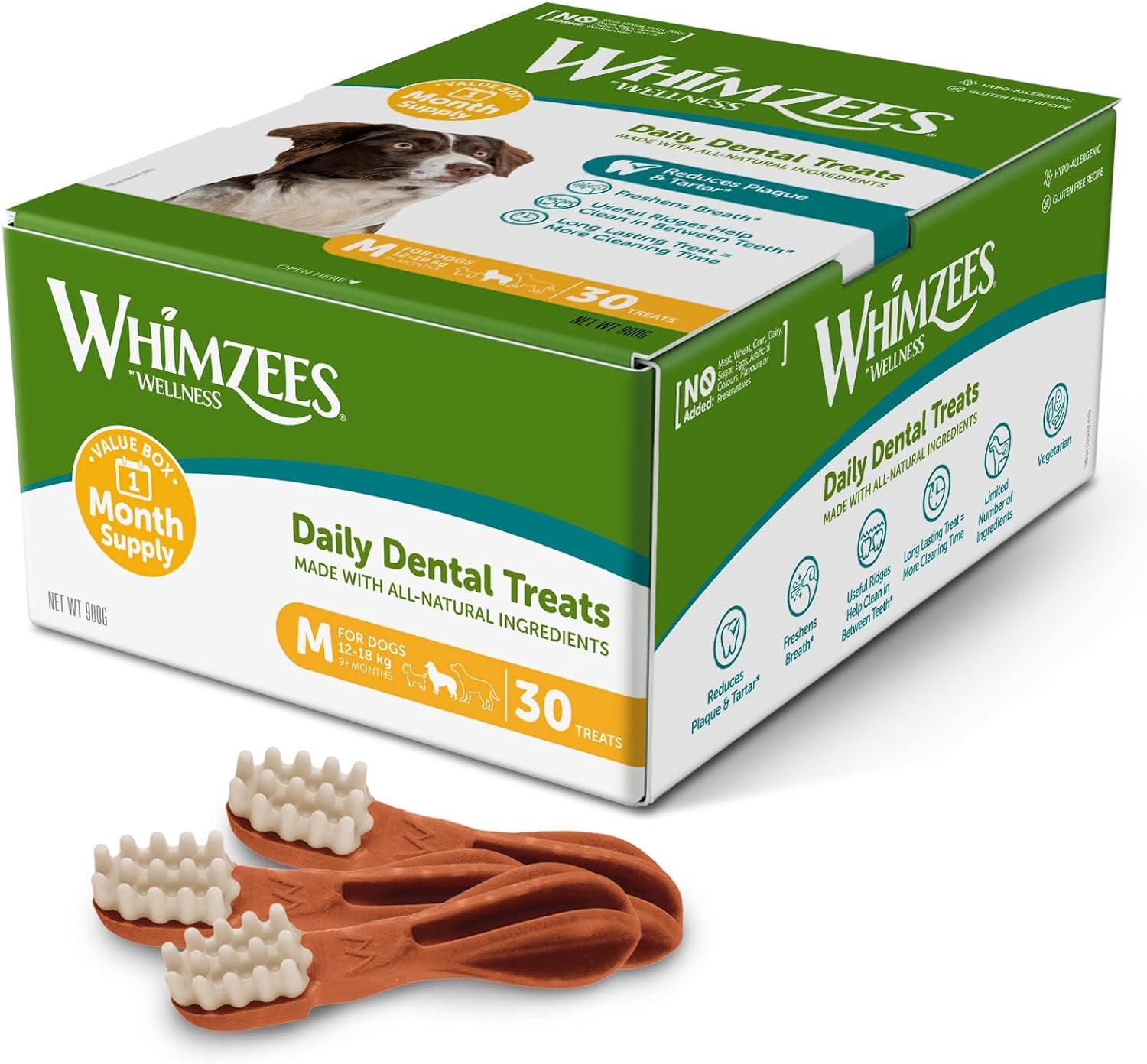 WHIMZEES Wellness Toothbrush Dog Chews for Medium Breeds - 30 Piece ...