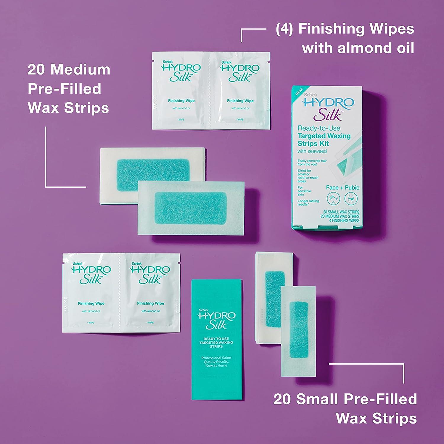 Schick Hydro Silk Waxing Strips - Face & Bikini Soft Wax Kit for Women ...
