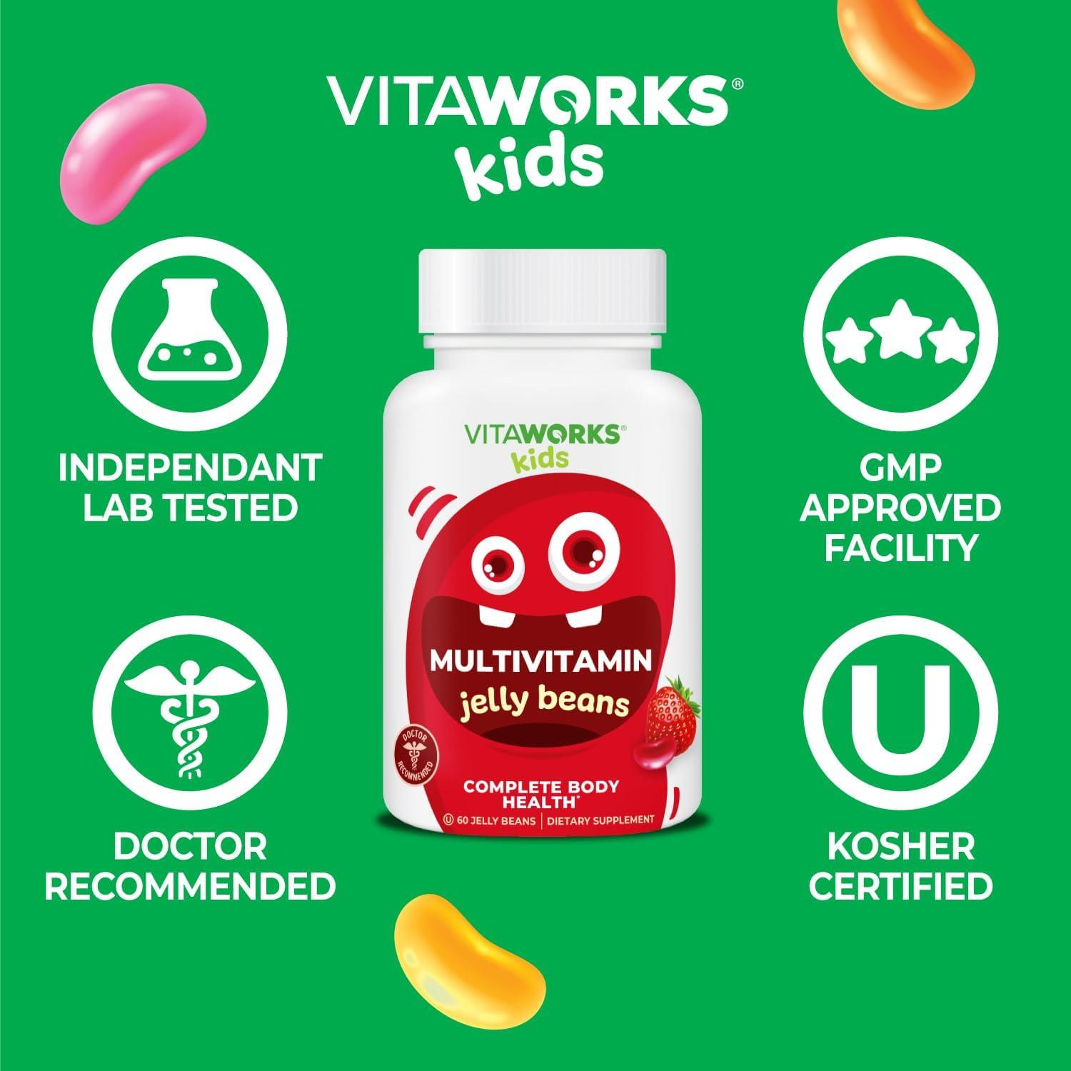 VitaWorks Kids Multivitamin & Minerals Jelly Beans - Natural Fruit Flavor - Vegetarian & Nut ...