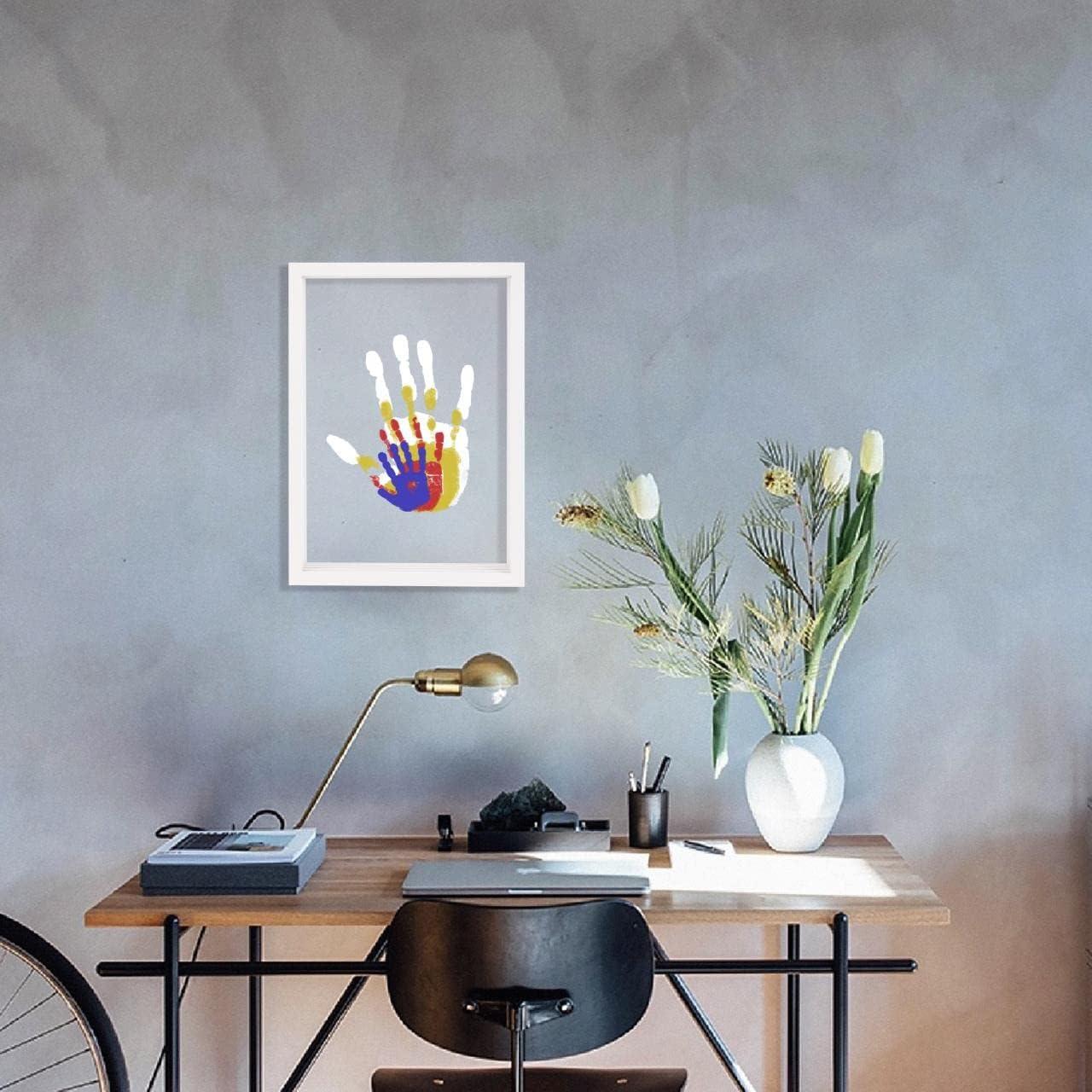 Family Handprint Set - Non-Toxic Color Craft Kit with Wooden Frame ...