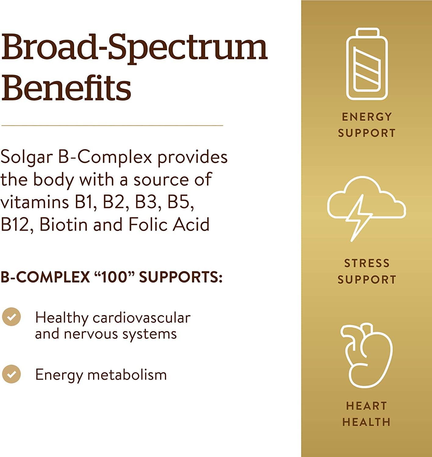 Solgar B-Complex 100 - 250 Tablets | Premium Energy & Stress Support ...