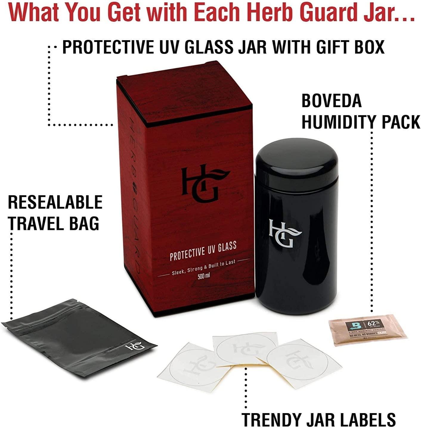 Herb Guard 1 Oz Airtight Jar & Smell Proof Container (500ml) with ...