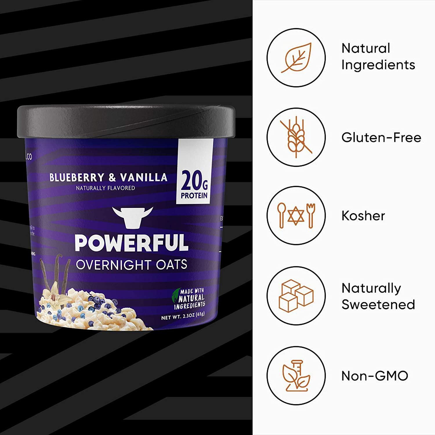 High Protein Blueberry Vanilla Overnight Oats Cup - 20g Protein, Whole ...