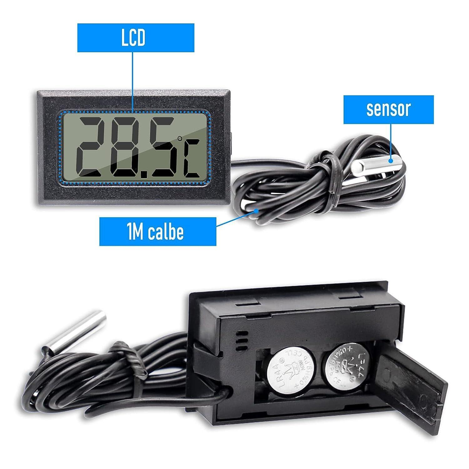 Ruizhi 4 PCS Mini LCD Digital Aquarium Thermometer with External Sensor - Ideal for Reptiles ...