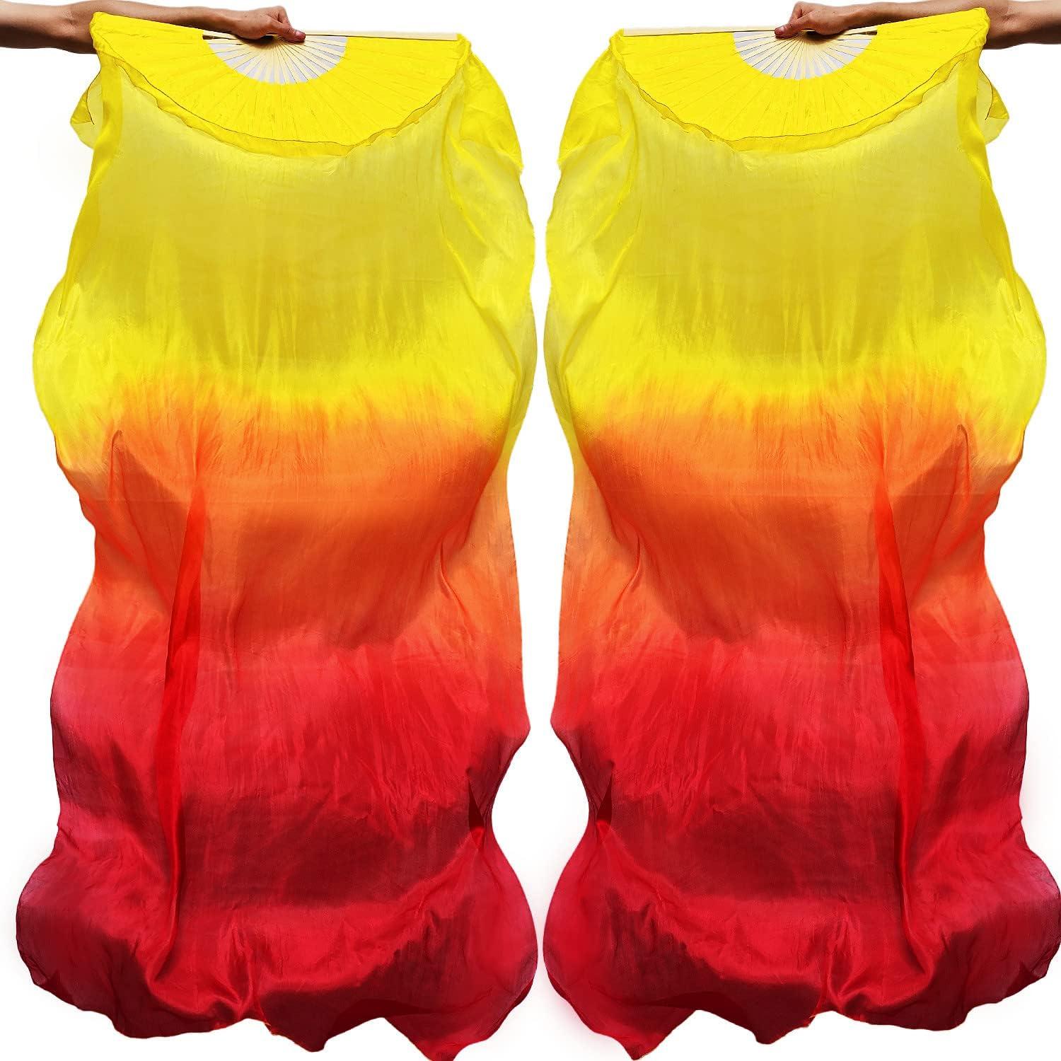 Xuanwusm Flow Fans 180x90cm - Professional Colorful Tie-Dyed Silk Belly ...