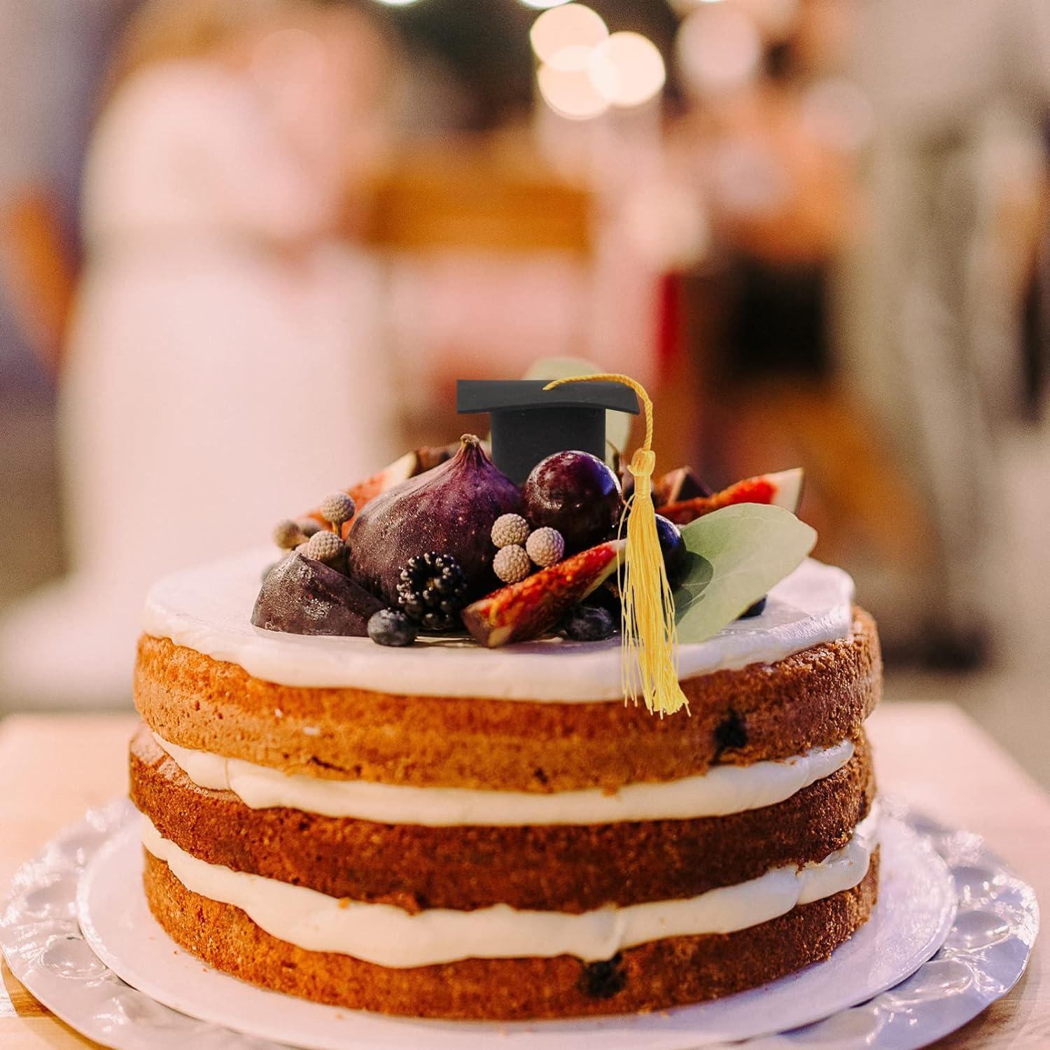 Gatuida Grad Cap Cake Topper Black Graduation Cap Cupcake Toppers Mini ...