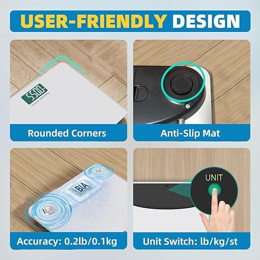 Lepulse Scale for Body Weight 550 lb Digital Bathroom Smart Scales ...