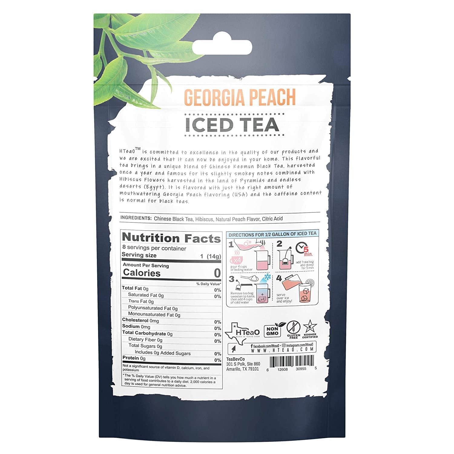 Homemade Georgia Peach Black Iced Tea Sachets - 4 Gallons, Pack of 8 ...